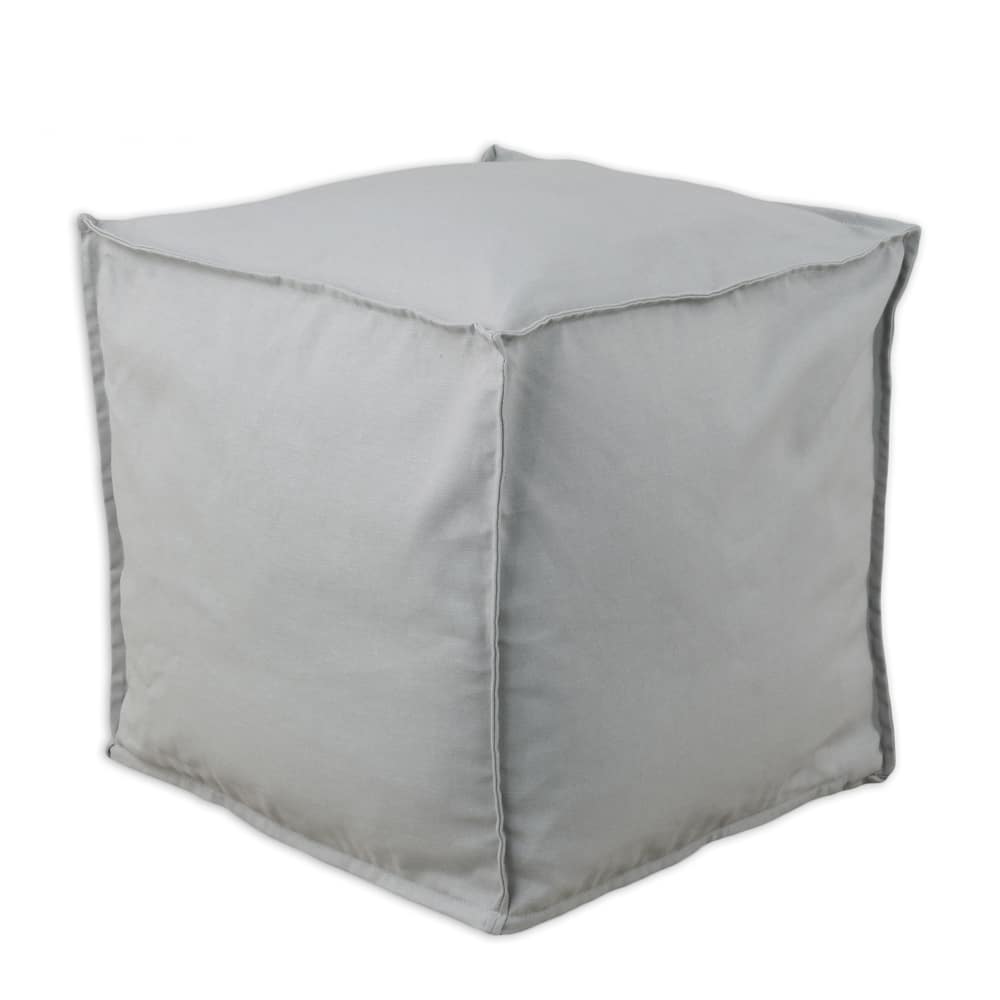 Solid Storm Grey 12.5-inch Square Seamed Footstool - Overstock - 11998490