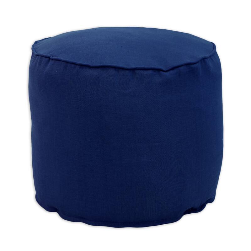 Circa Solid Navy Linen 20-inch x 17-inch Corded Hassock - Overstock ...