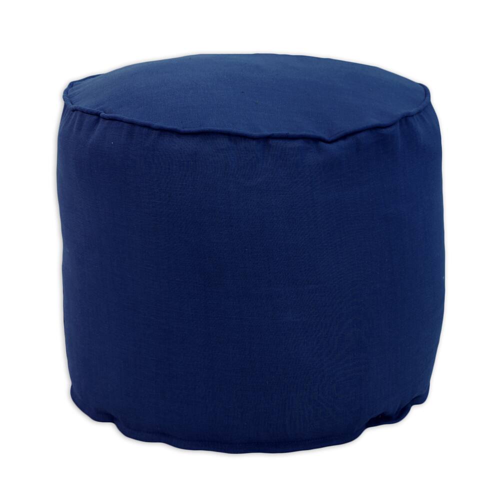 Circa Solid Navy Linen 20-inch x 17-inch Corded Hassock - Overstock ...