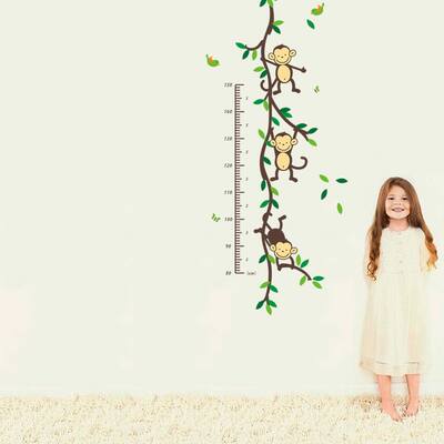 Home Source 'Hanging Monkey Growth Chart' 16-inch x 24-inch Removable ...