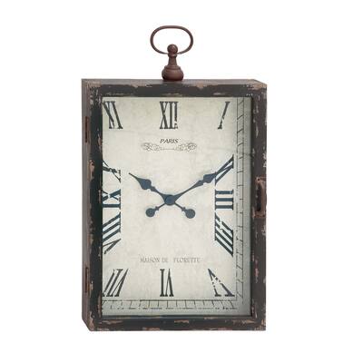 Ravishing Black Distressed Wood Metal Wall Clock - Overstock - 12013339