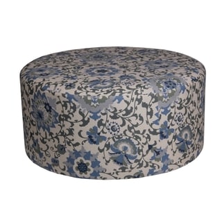 Privilege Blue Fabric/Wood 36-inch Transitional Round Ottoman - Bed ...