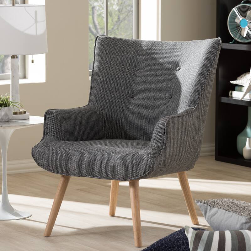 Baxton Studio Alkyone Mid-Century Grey Upholstered Armchair - Overstock ...