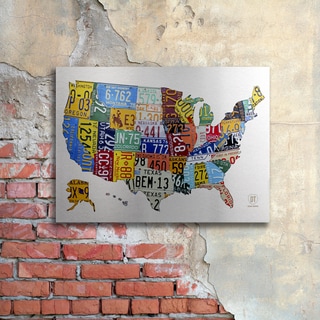 Design Turnpike 'License Plate USA 2' Floating Brushed Aluminum Art ...
