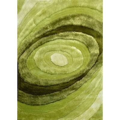 Rug Addiction Green Viscose Shag Hand-tufted Area Rug - 4' x 5'4 ...