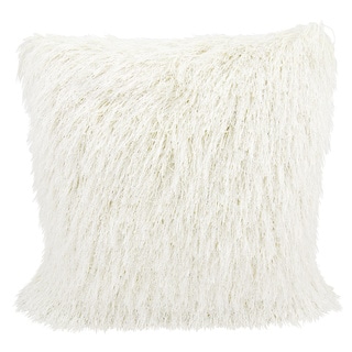 Mina Victory Shag Yarn Shimmer White Throw Pillow by Nourison (20 x 20 ...