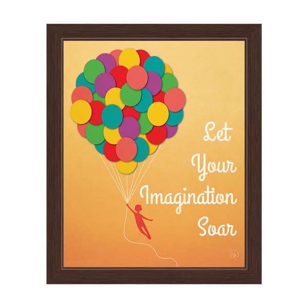 'Let Your Imagination Soar Balloons' Espresso Frame Graphic Wall Art ...