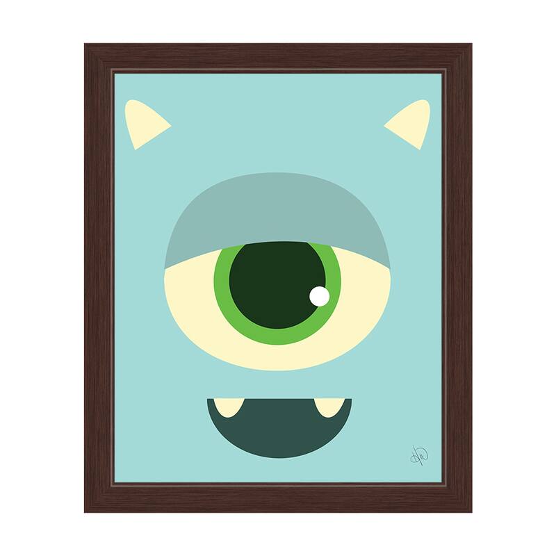 'Light Blue Monster' Graphic Wall Art with Espresso Frame - Overstock ...