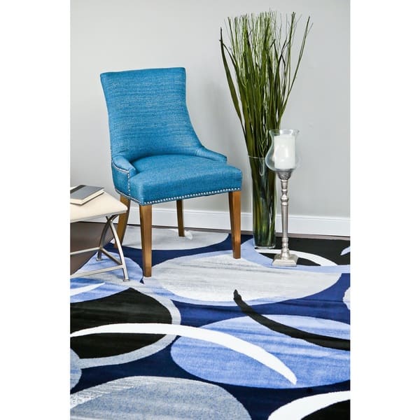 Persian Rugs Abstract Blue/Black/Grey/White Area Rug - 4' x 5'3" - Bed ...