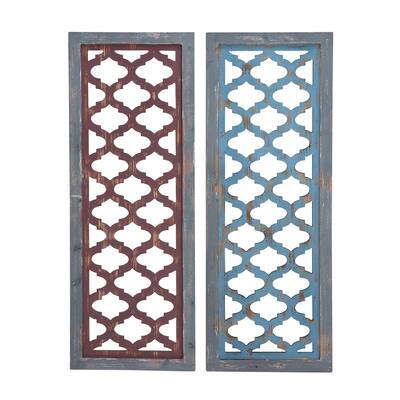 Multicolored Wood Fancy Wall Panel (Set of 2) - Overstock - 12036964