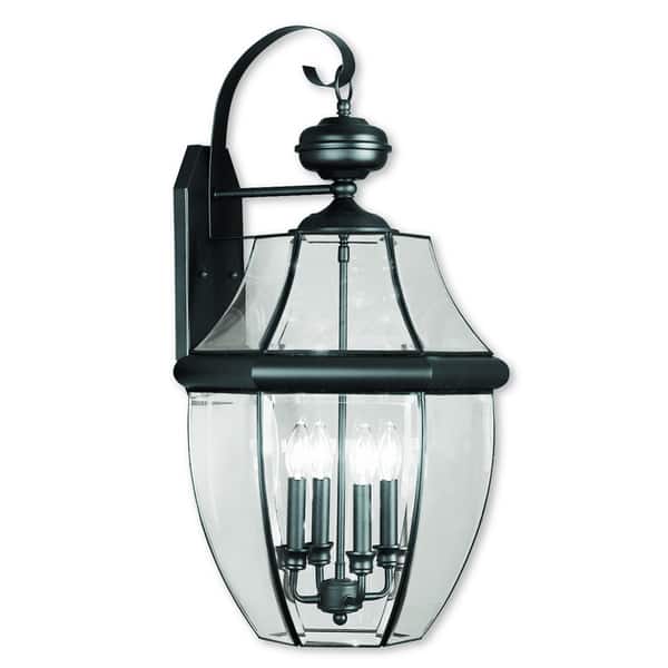 Livex Lighting Monterey Black Brass 4-light Outdoor Wall Lantern - Bed ...