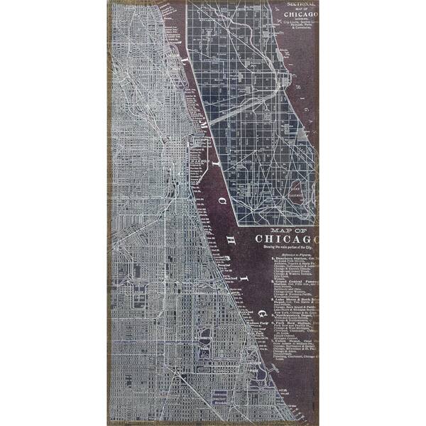Empire Art 'Antique Map of Chicago' Fresco Printed on Hand-applied ...