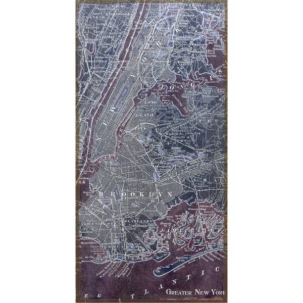 Empire Art 'Antique Map of New York' Fresco Image Printed on Hand ...