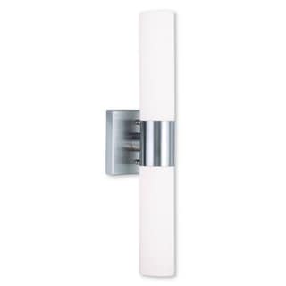 Livex Lighting Aero Brushed Nickel Steel and Frosted Glass 2-light Bath ...
