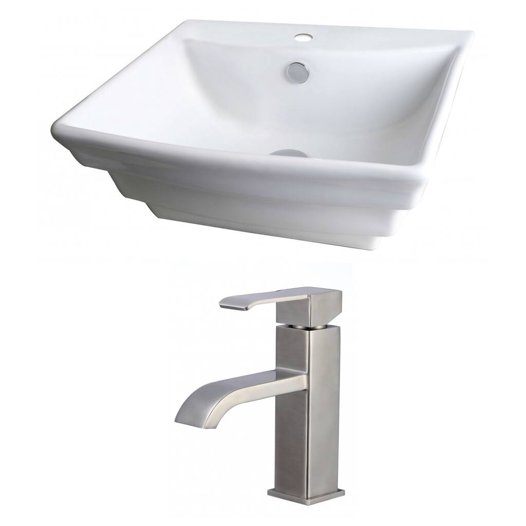 20-in. W x 18-in. D Rectangle Vessel Set In White Color With Single ...