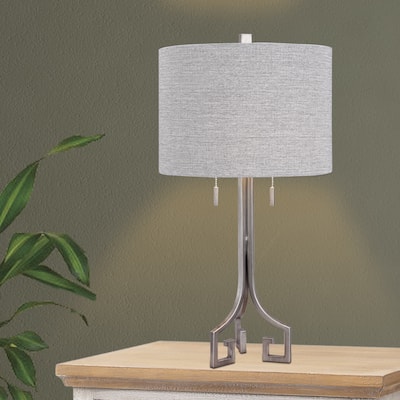 26 inch Tech-Friendly Metal Table Lamp in Chrome Finish with 2 ...