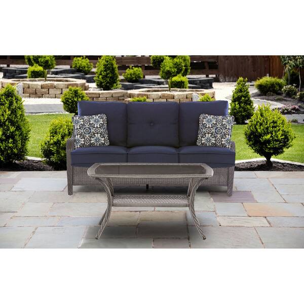 Hanover Orleans Blue Rattan Outdoor 2-piece Patio Set - Bed Bath ...