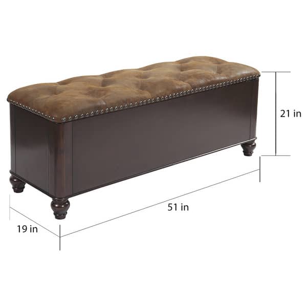Wood Gun Concealment Bench with Cushioned Nailhead Trim Seat - Bed Bath ...