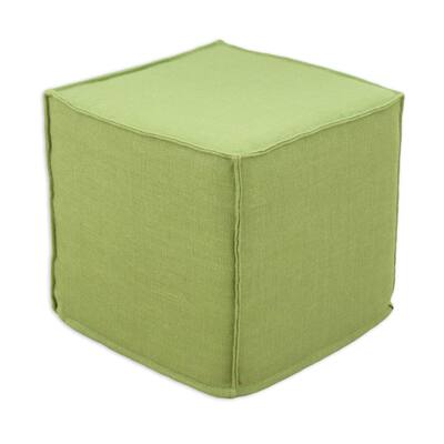 Burlap Avocado Foam 12.5-inch Square Seamed Ottoman - Overstock - 12071124