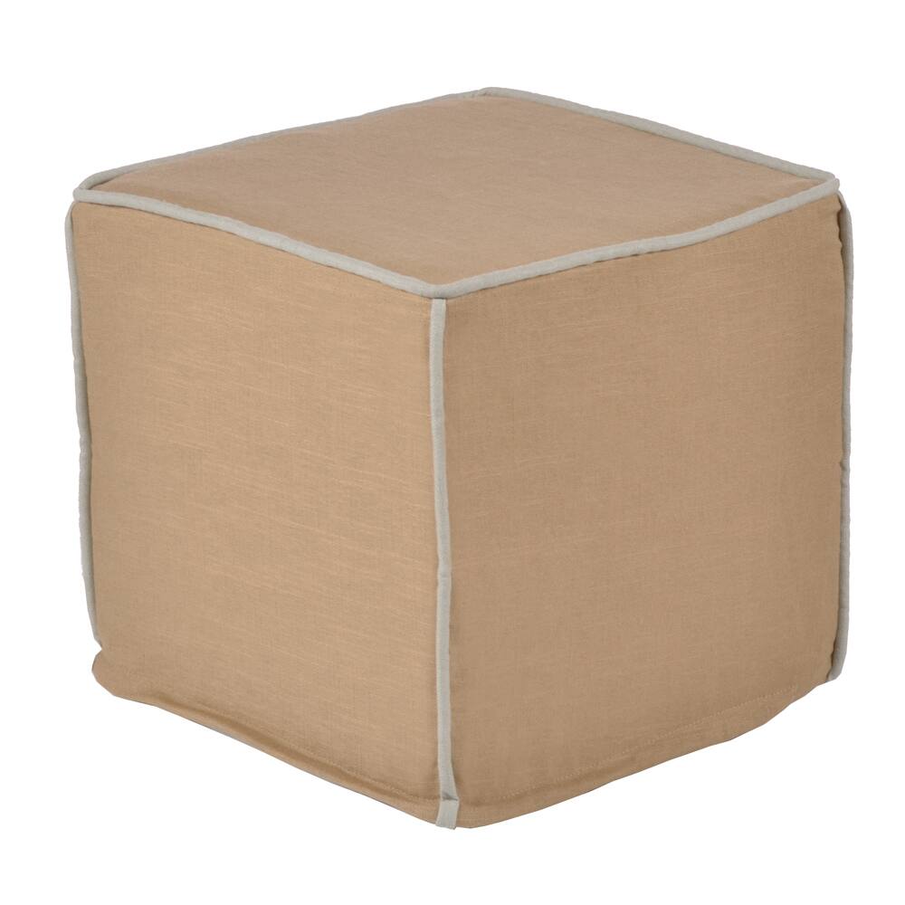 Circa Solid Barley Aqua Foam 12.5-inch Square Corded Zippered Ottoman ...