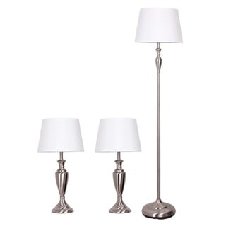 Copper Grove Kiowa Brushed Nickel Metal 3-piece Lamp Set - Bed Bath ...