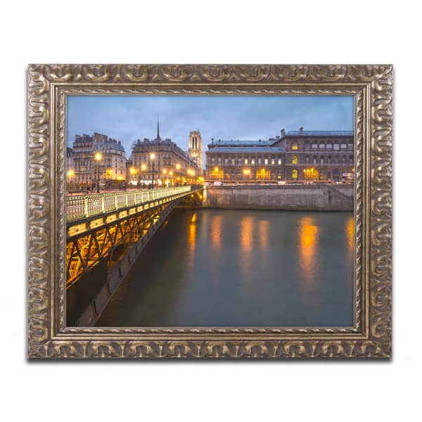 Mathieu Rivrin 'Bridge of Arcole in Paris 2' Ornate Framed Art - Bed ...