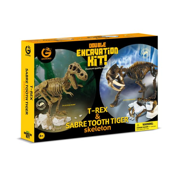 Geoworld Plastic Double Excavation Kit T. Rex and Sabre Tooth Tiger ...