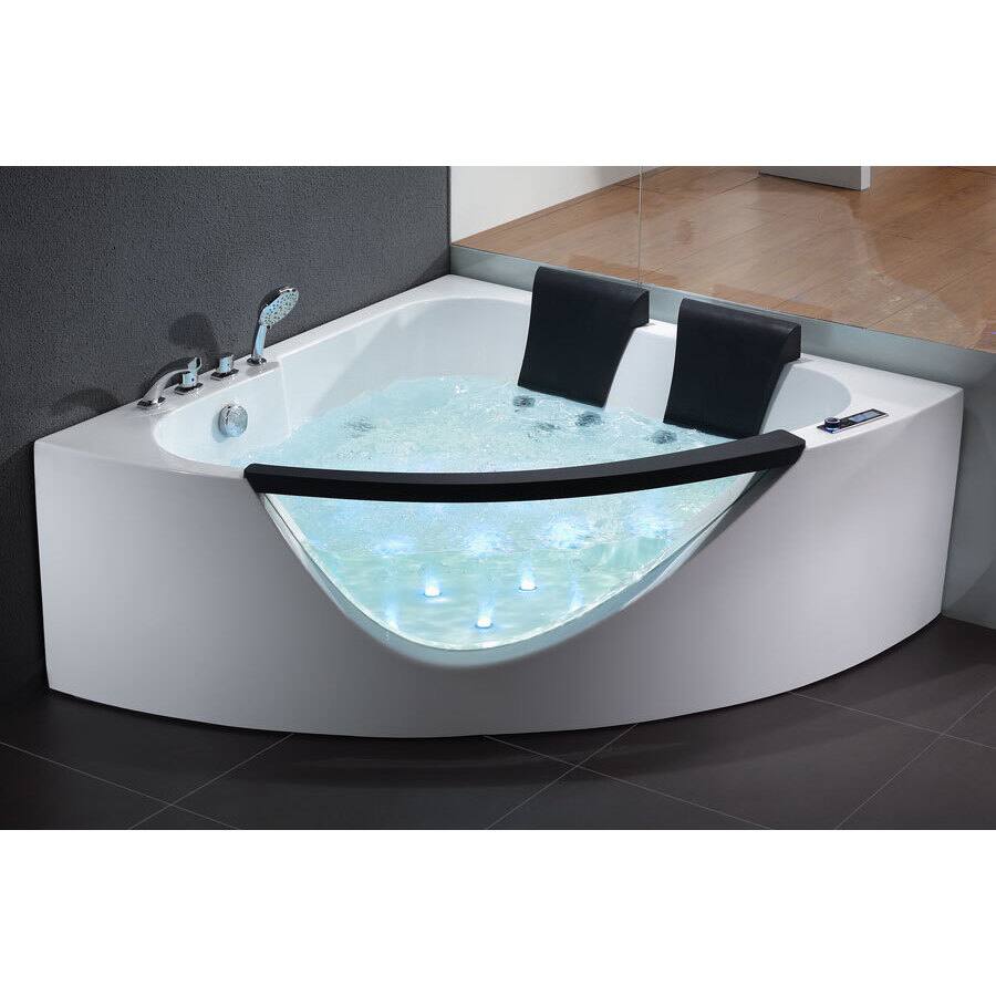EAGO AM199 5-foot Rounded Clear Corner Whirlpool Bath Tub with Fixtures ...