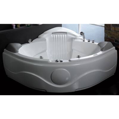 EAGO AM505 5-foot Rounded Corner Waterfall Whirlpool Bathtub - White ...