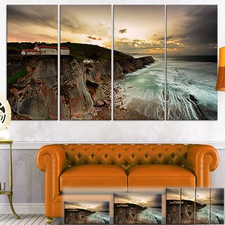Ocean Hitting Rocky Hill - Seashore Photo Canvas Art Print - Bed Bath ...