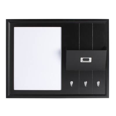 Designovation Dagny White/Black Wood Dry Erase Board Home Organizer ...