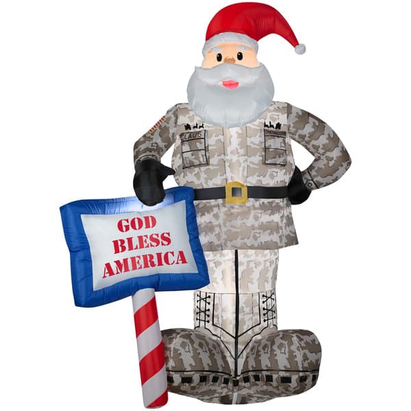 Gemmy Christmas Airblown Inflatable Military Santa, 7 ft Tall ...
