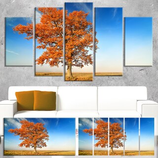 Colorful Lonely Fall Tree - Landscape Photography Canvas Print - Red ...