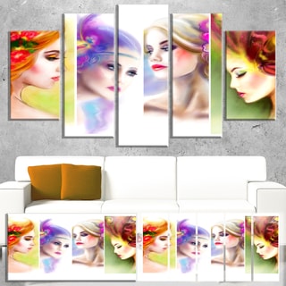 Colorful Women Face Collage - Portrait Digital Art Canvas Print - Bed ...