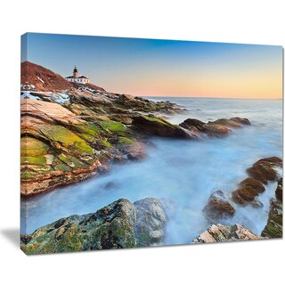 Beavertail Lighthouse During Winter - Beach Photo Canvas Print - Bed ...