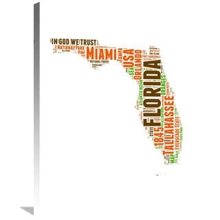 Naxart Studio 'Florida Word Cloud Map' Multicolored Stretched Canvas ...