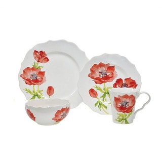 222 Fifth Anemone Porcelain 16-piece Dinnerware Set - Bed Bath & Beyond ...
