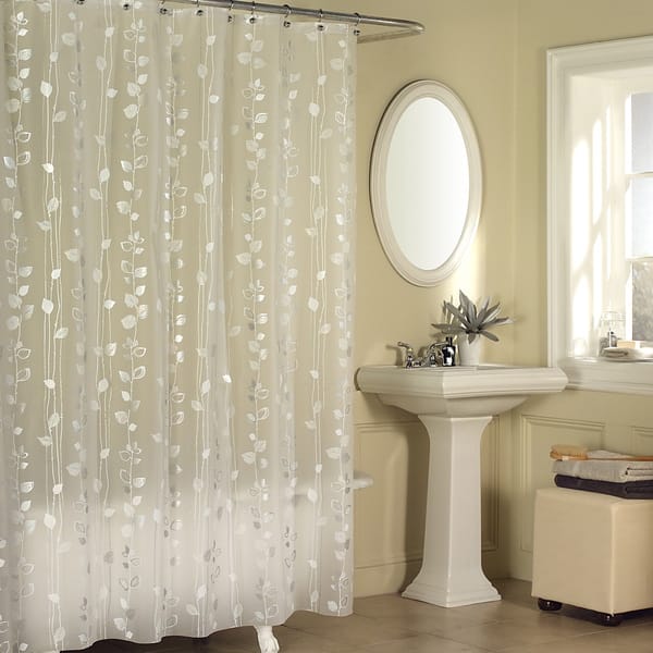 Excell Metallic Ivy Pattern Clear Vinyl Shower Curtain - Silver - Bed ...