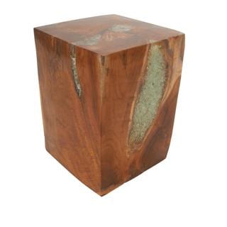 Natural 16 Inch Teak Wood and Polystone Stool by Studio 350 - Bed Bath ...