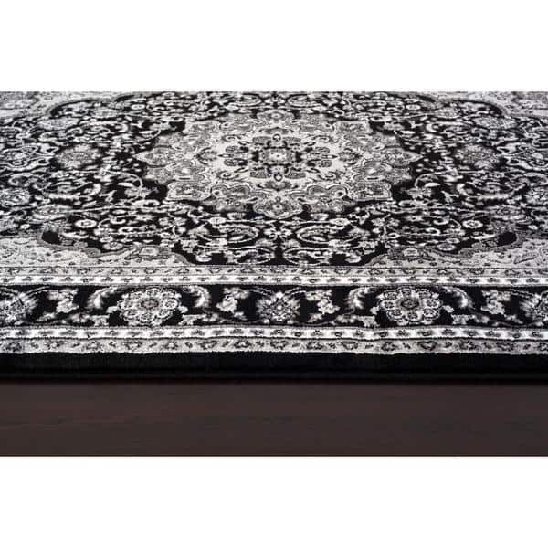 Persian Rugs Black/Grey/White Polypropylene Oriental Traditional Area ...