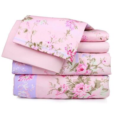 Pretty in Pink Floral Sheet Set - Overstock - 12140086
