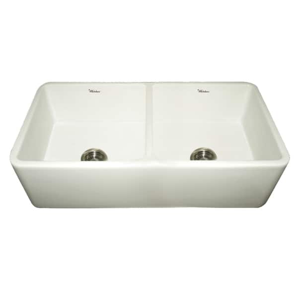 Duet Fireclay Reversible Double-bowl Sink With Smooth Front Apron - Bed ...