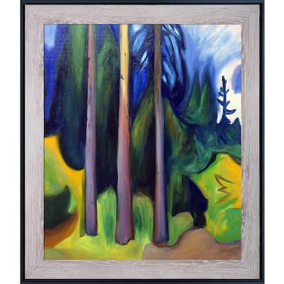 La Pastiche Edvard Munch 'Forest, 1903' Hand Painted Framed Canvas Art ...