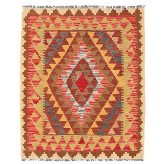 Handmade One-of-a-Kind Wool Mimana Kilim (Afghanistan) - 2'10 x 3'7 ...