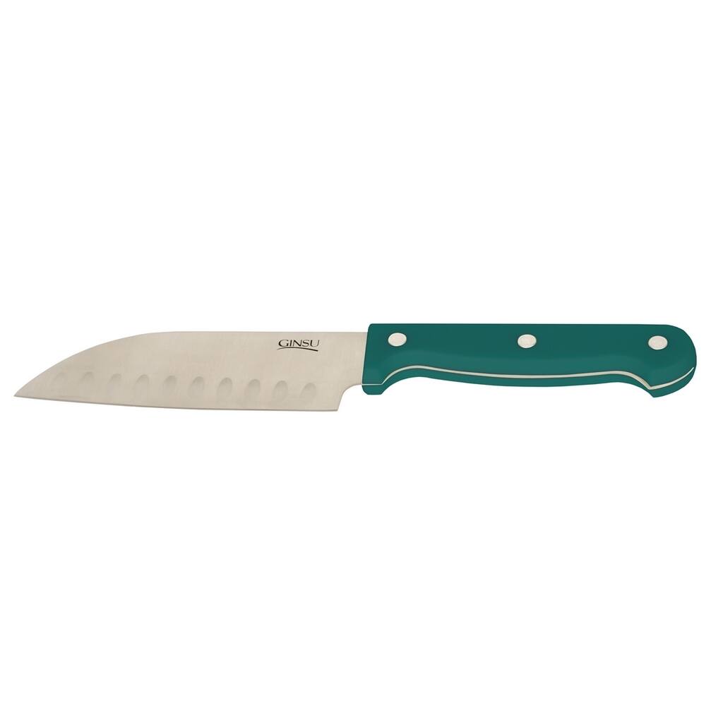 Ginsu Essential Series Stainless Steel 5-Inch Teal Santoku Knife ...