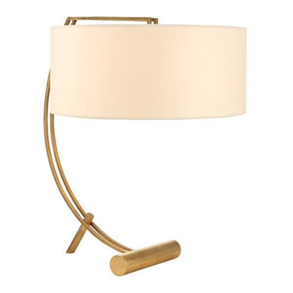 Hudson Valley Deyo 2-light Aged Brass Table Lamp, Cream - Bed Bath ...