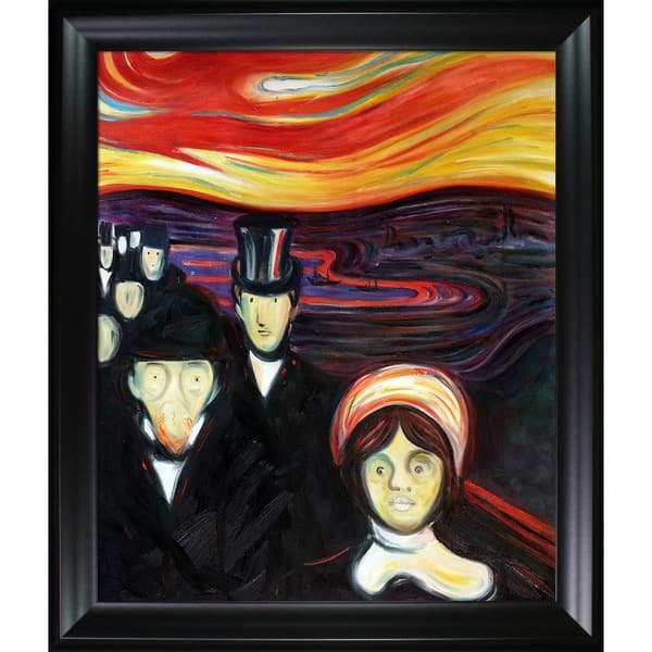 La Pastiche Edvard Munch 'Anxiety, 1894' Hand Painted Framed Canvas Art ...
