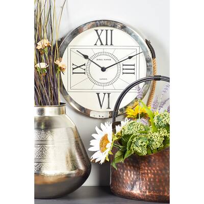 Steel 16-inch Wide x 32-inch High Hanging Wall Clock - Overstock - 12175595