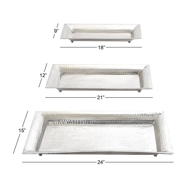 Silver Aluminum Tray (Set of 3) - 15 x 24 x 2 - Bed Bath & Beyond ...