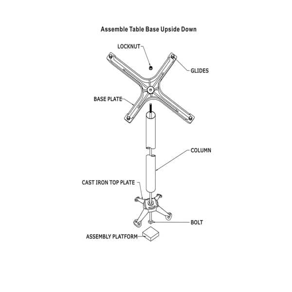 JI Bases Cast Iron 22 x 30-inch 4-prong Pedestal Table Base-4-inch ...